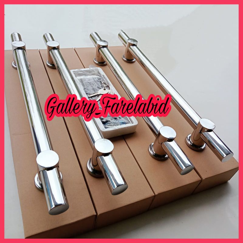 Jual Handle Pintu Rumah Stainless Steel Bulat 80 Cm Set Body Kunci ...