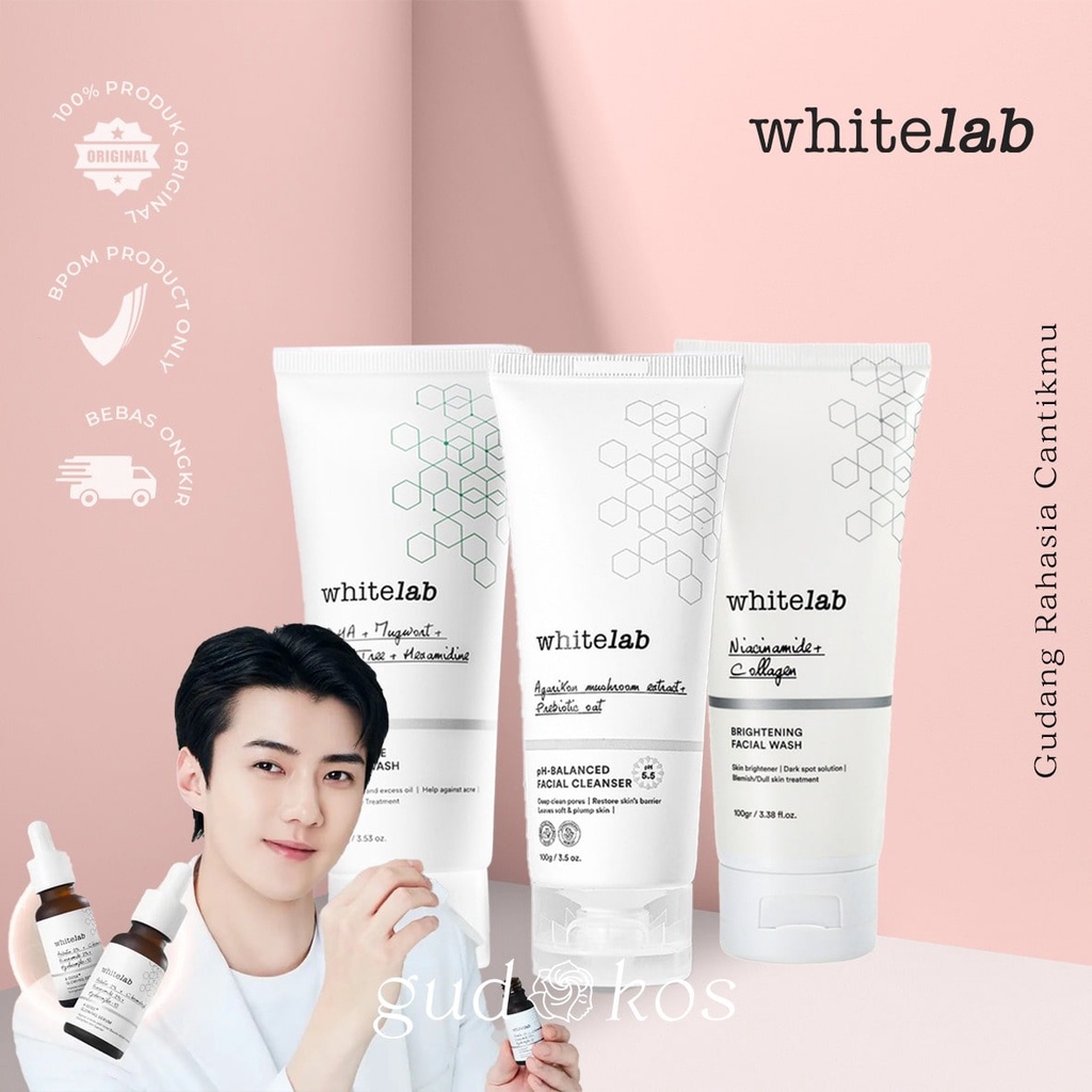Jual WHITELAB All Variant Facial Wash | Brightening | PH Balanced ...