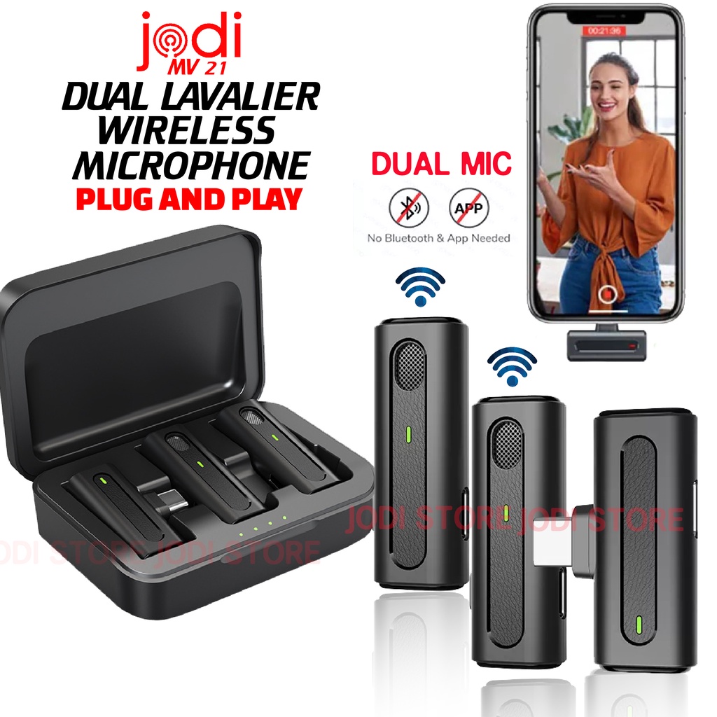 Jual JODI MV 21B 2 Microphone Mic Clip On lavalier Wireless Dual ...