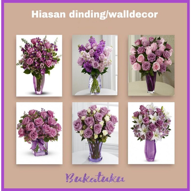 Jual Pajangan hiasan dinding dekorasi rumah motif Vas BUNGA UNGU ...