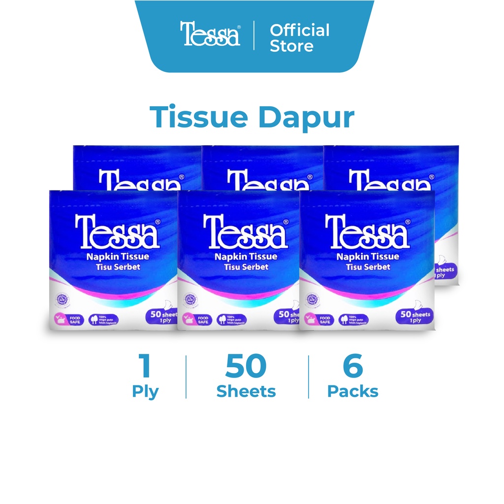 Jual Tissue Tessa Napkin Lunch (50 sheets x 1 ply) - 6 pcs | Shopee ...