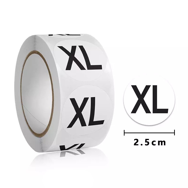 Jual Stiker Label Size Pakaian Sticker Ukuran Baju Bundar diameter 2,5 ...