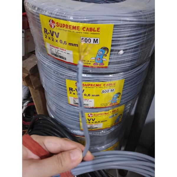 Jual Kabel Telepon RVV 2x2x0.6 mm Supreme 1 Roll 500 meter Kabel Telpon Indoor isi 4 Ukuran 2 x ...