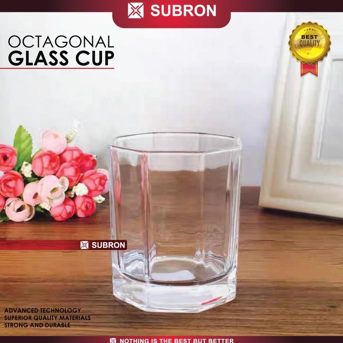 Jual Subron Gelas Kaca Octagonal Segi 8 Tebal 180Ml Minum Beer | Shopee ...