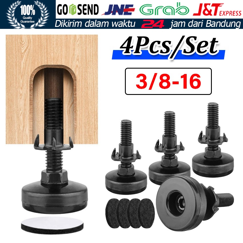 Jual 4PCS Adjustable Kaki Sofa Stabil Hitam Untuk Spring Bed Sofa Kursi ...