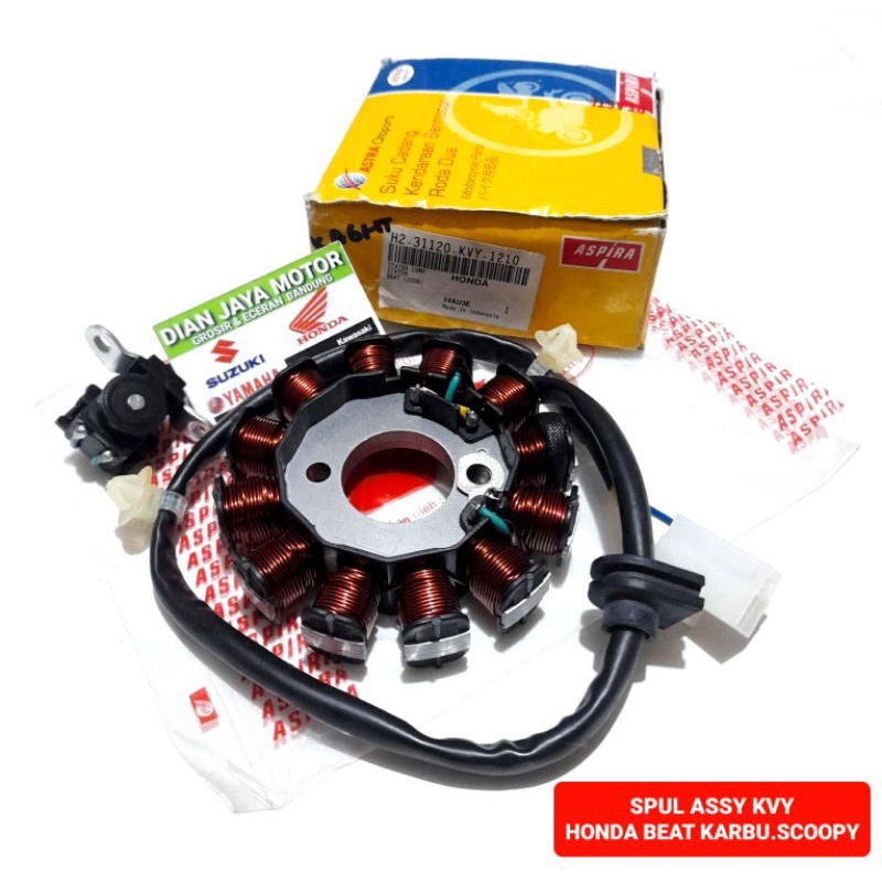 Jual (ASPIRA) Spul Stator Assy KVY Honda Beat karbu scoopy karbu Spacy H2-31120-KVY-1210 ...