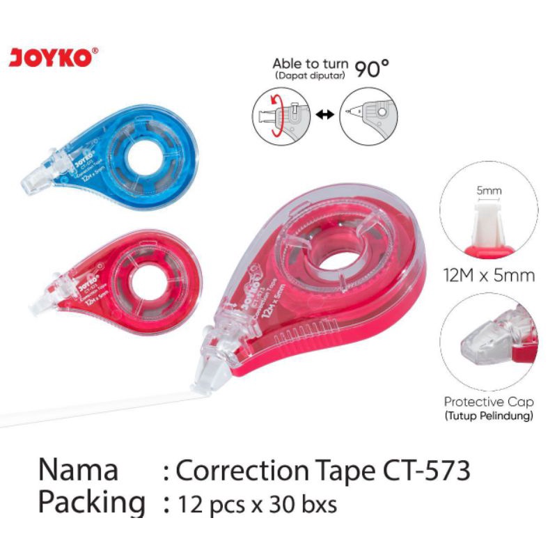 Jual Correction Tape Joyko Ct-573/12m x 5mm ( 1pcs ) | Shopee Indonesia