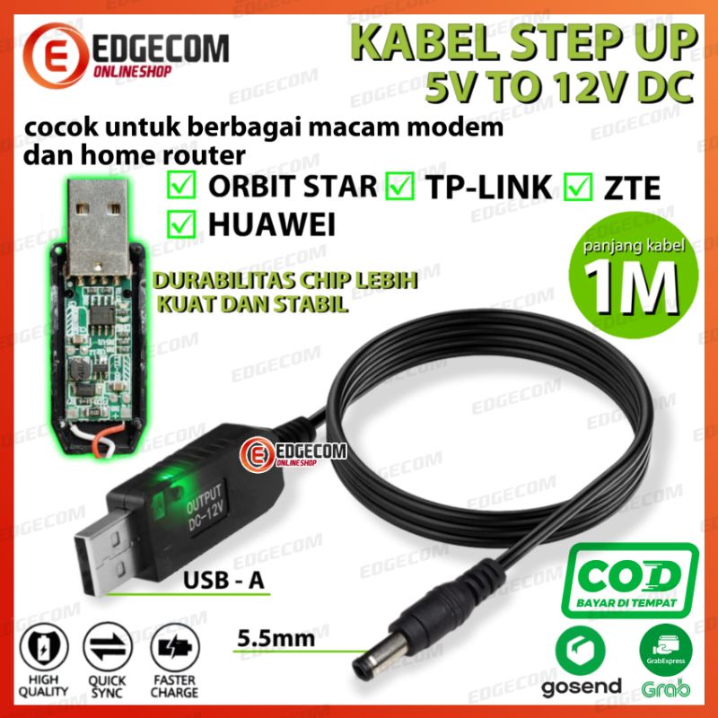 Jual Kabel Step up USB 5V to 12V DC Converter Adapter for Modem Home ...