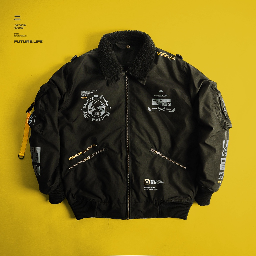 Jual KREMLIN Bomber Jacket Black Tactical - Crossbone | Shopee Indonesia