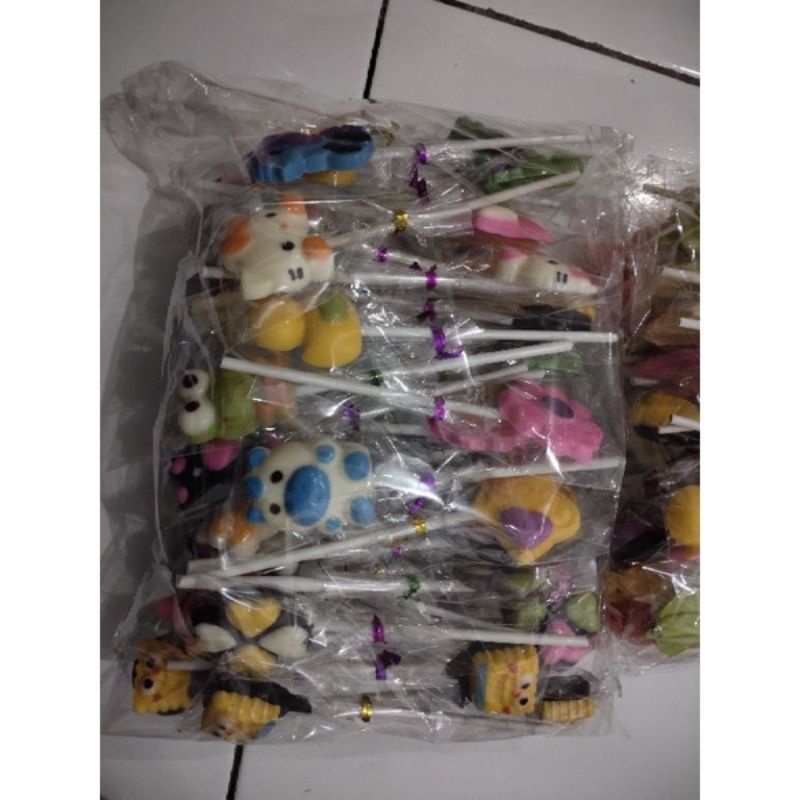 Jual paket usaha coklat karakter isi 50 permen lolipop jajanan anak ...
