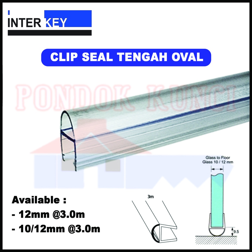 Jual Clip Seal Penutup Celah Pintu Kaca Kamar Mandi Shower Model D 12mm ...
