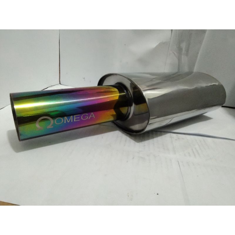 Jual Kenalpot mobil Omega pelangi Stainles steel tebal 1mm inlet 2in ...