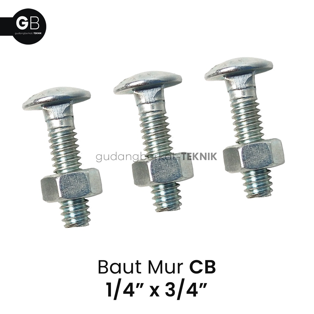 Jual Baut Mur CB 1/4" x 3/4" / Baut Payung 1/4x3/4 Galvanis Putih ...