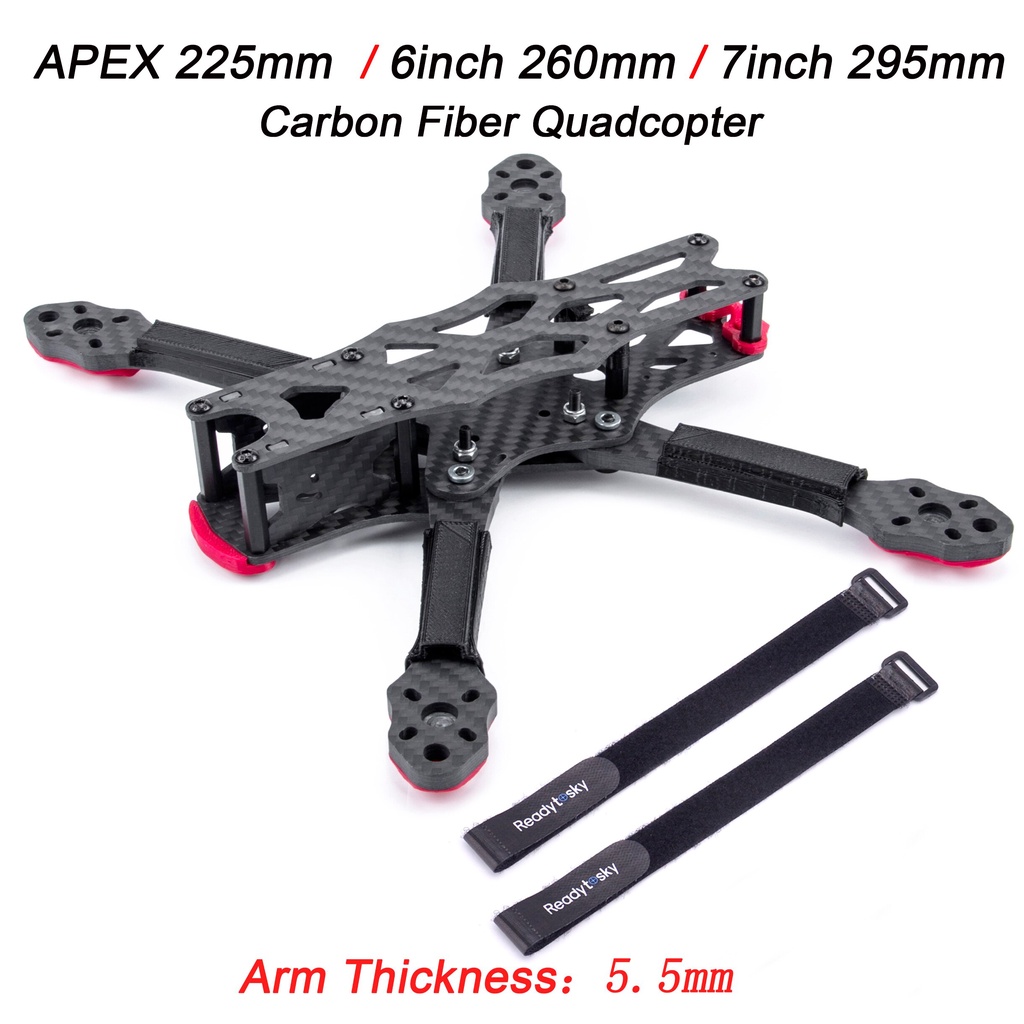 Jual New APEX Carbon Fiber FPV Freestyle Drone Quadcopter Frame size 5 ...