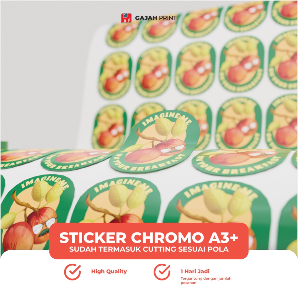 Jual Cetak Stiker Label + Cutting / Stiker Chromo A3+ | Shopee Indonesia