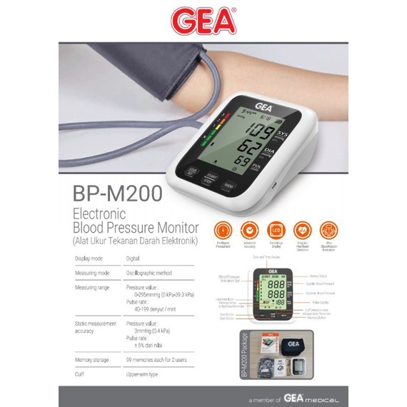Jual Electronic Blood Pressure Monitor BP-M200 GEA / Tensimeter Digital ...