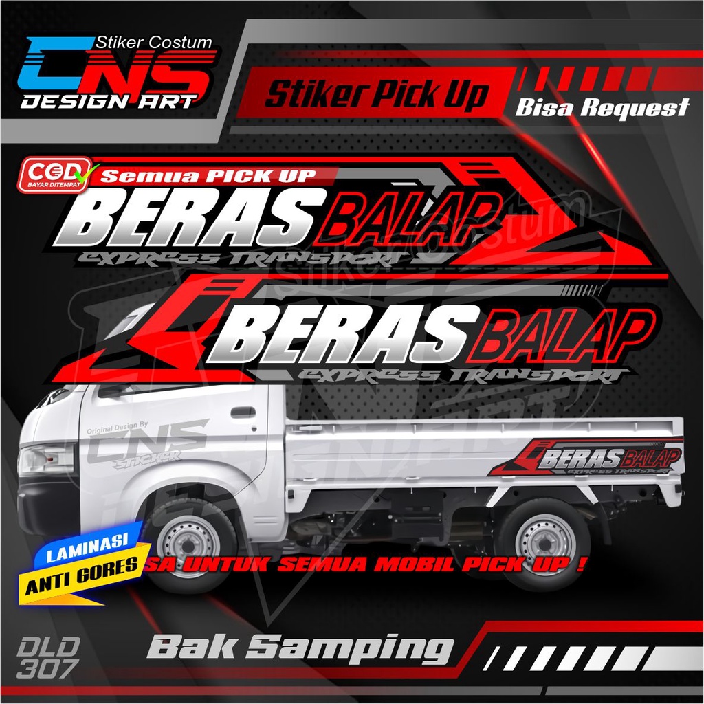 Jual Stiker Decal BERAS BALAP Variasi Bak Samping Sepasang All Pick Up ...