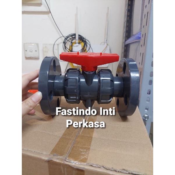 Jual Ball Valve / stop kran/ kran air True Union Flange PVC jis 10k 1 1/4 Inch | Shopee Indonesia