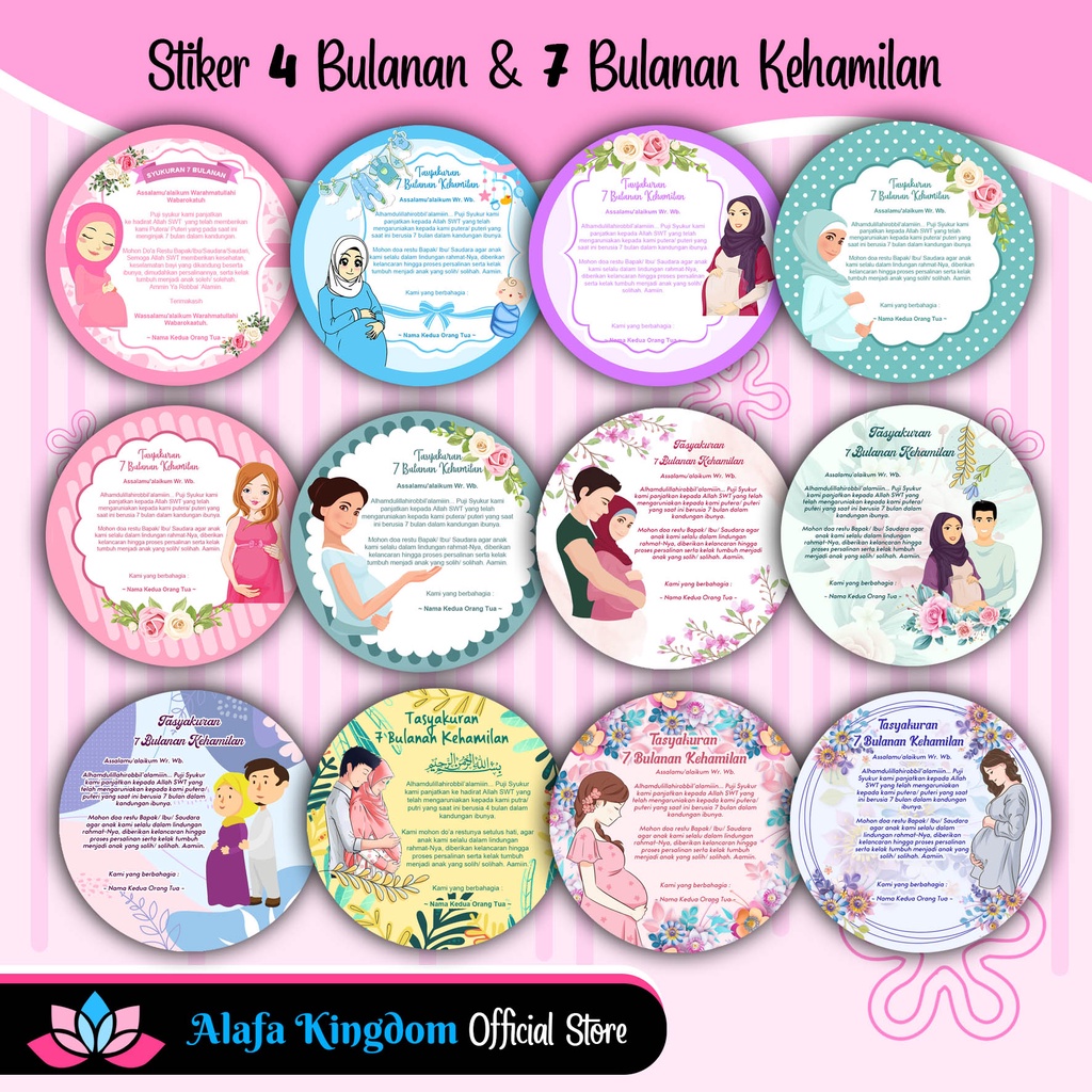Jual Alafakingdom 01-12 Stiker Syukuran 4 Bulanan, 7 Bulanan Kehamilan ...