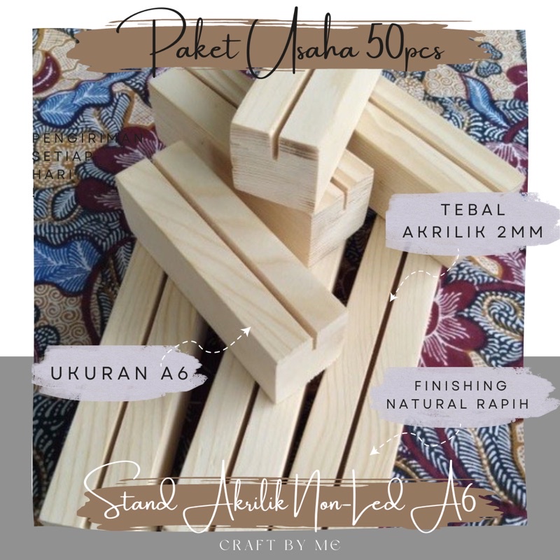 Jual (paket 50pcs) stand akrilik / penyangga akrilik kayu / stand ...