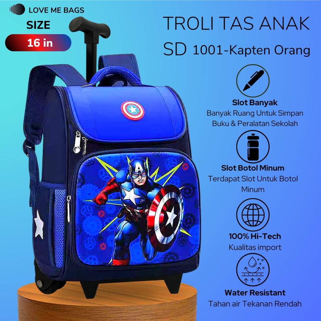 Jual LMB Tas Troli Anak Sekolah Laki SD Import Karakter Superhero Bahan Nilon Premium Tebal dan ...