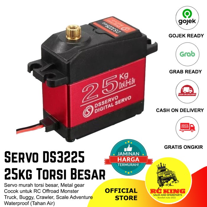 Jual RC King Parts Servo DS3225 25kg Torsi Besar Waterproof Vs JX Power ...