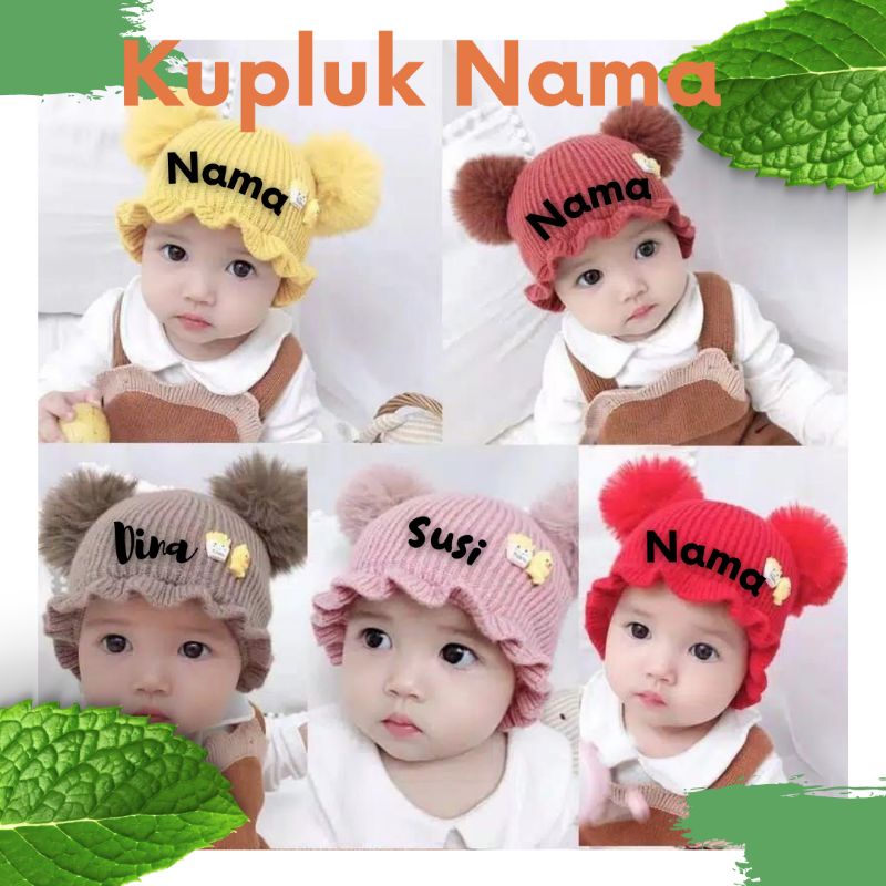 Jual Topi Kupluk Bayi 0-15 Bulan Bordir Nama Sendiri Model Bunga Renda ...