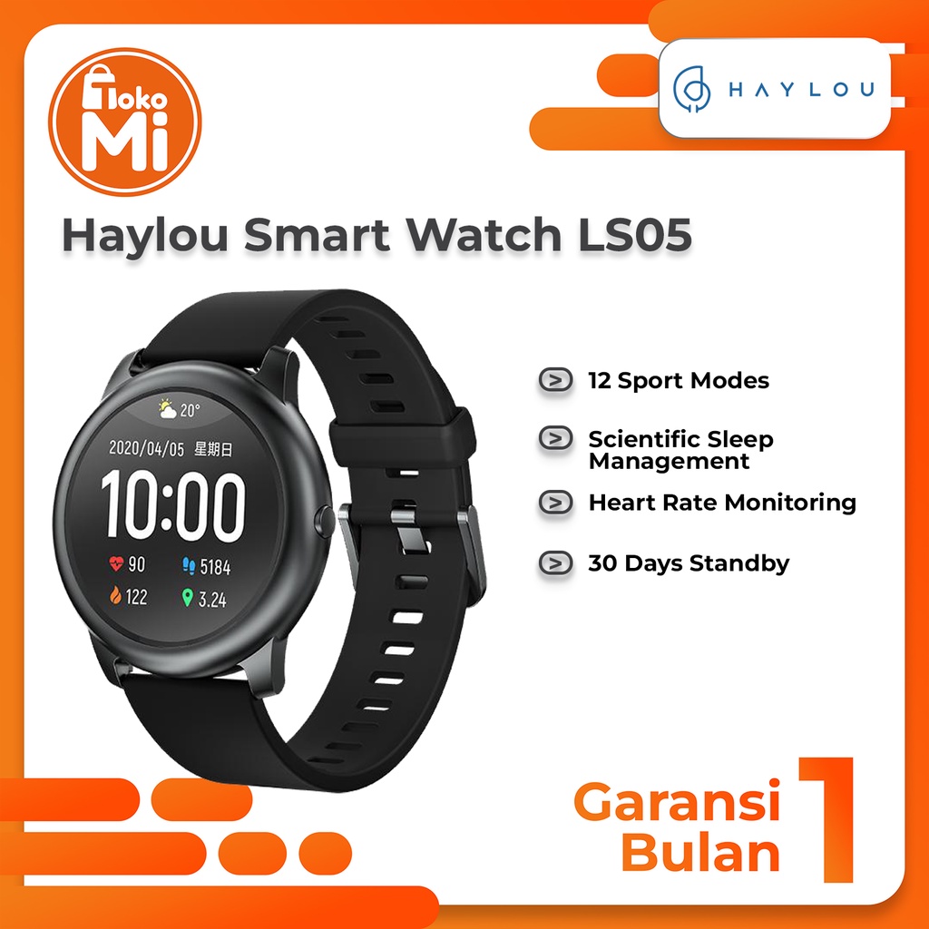 Jual Haylou Solar LS05 Smartwatch IP68 Waterproof Heart Rate Monitoring ...