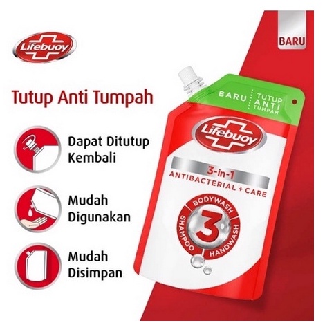 Jual Lifebuoy 3in1 Body Wash Handwash Shampoo Refill 450ml | Shopee ...