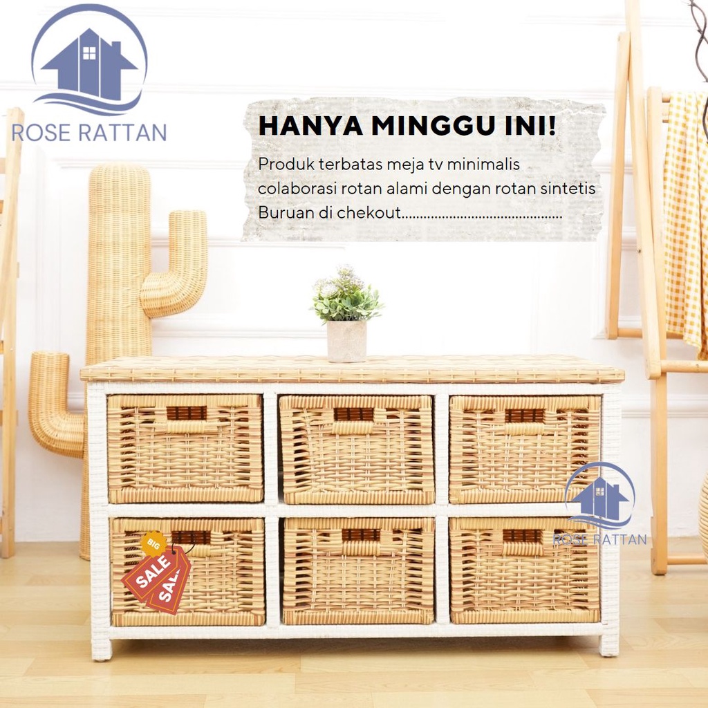 Jual Rak laci rotan sintetis minimalis model klasik/cocok untuk semua ...