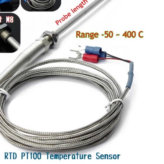 Jual Sensor Suhu RTD PT100 Probe 10cm 100mm PT-100 Kabel 2M 2 Meter ...