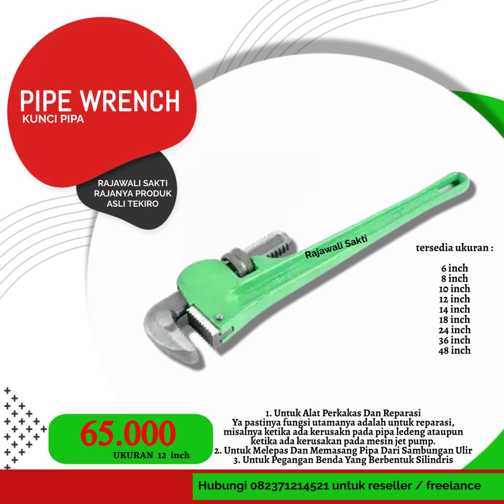 Jual TEKIRO KUNCI PIPA / PIPE WRENCH WITHOUT RUBBER HANDLE 8 INCH ...