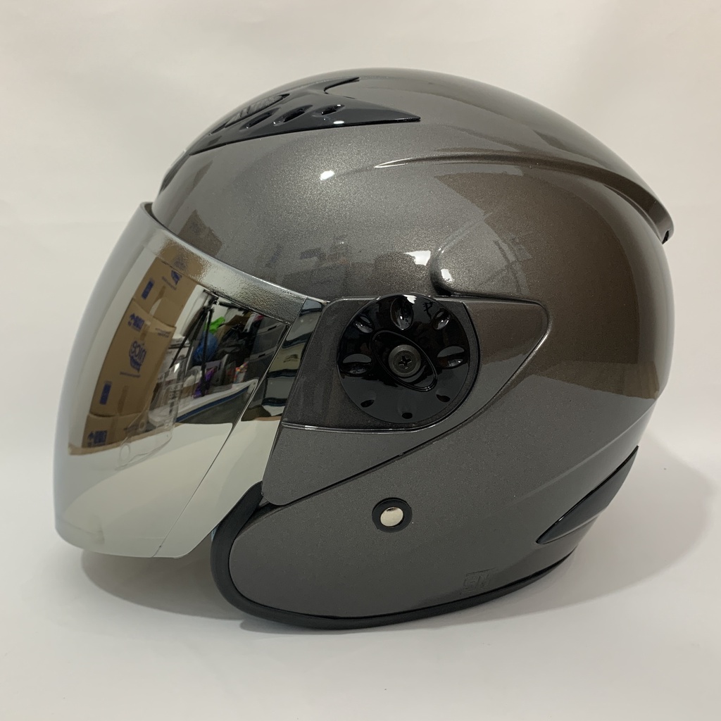 Jual Helm Vision Abu Abu Glossy Polos Solid - Kaca Iridium Silver ...