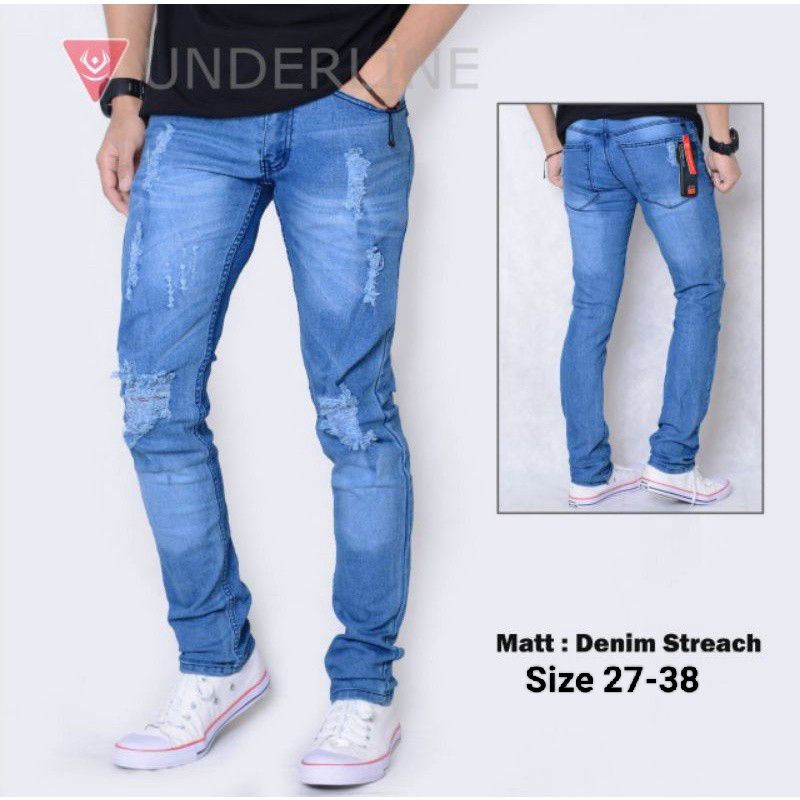 Jual Celana Jeans sobek robek ripped stone bio Blitz underline destroy ...