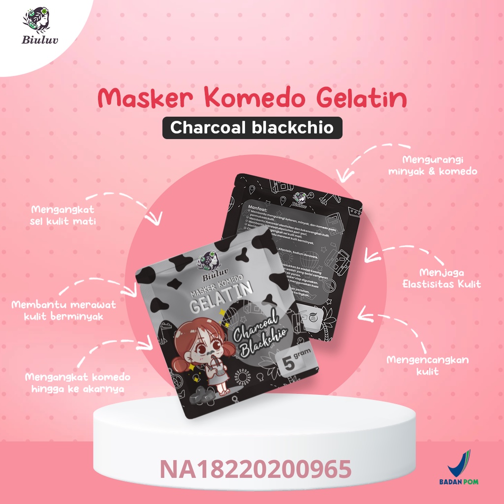 Jual BPOM Masker Komedo Gelatin 5 Gram Biuluv - Masker Gelatin Biuluv ...