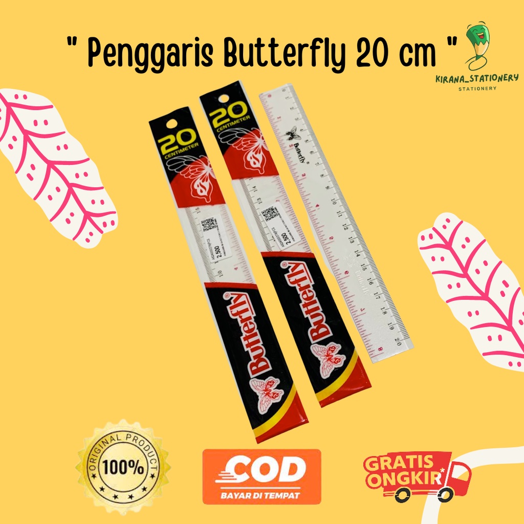 Jual PENGGARIS GARISAN BUTTERFLY PANJANG 15 CM 20 CM & 30 CM | Shopee ...