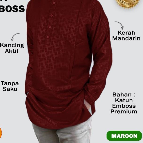 Jual LMS 26139 Baju Muslim Pria QURTA RAJA EMBOSS Lengan Panjang ...