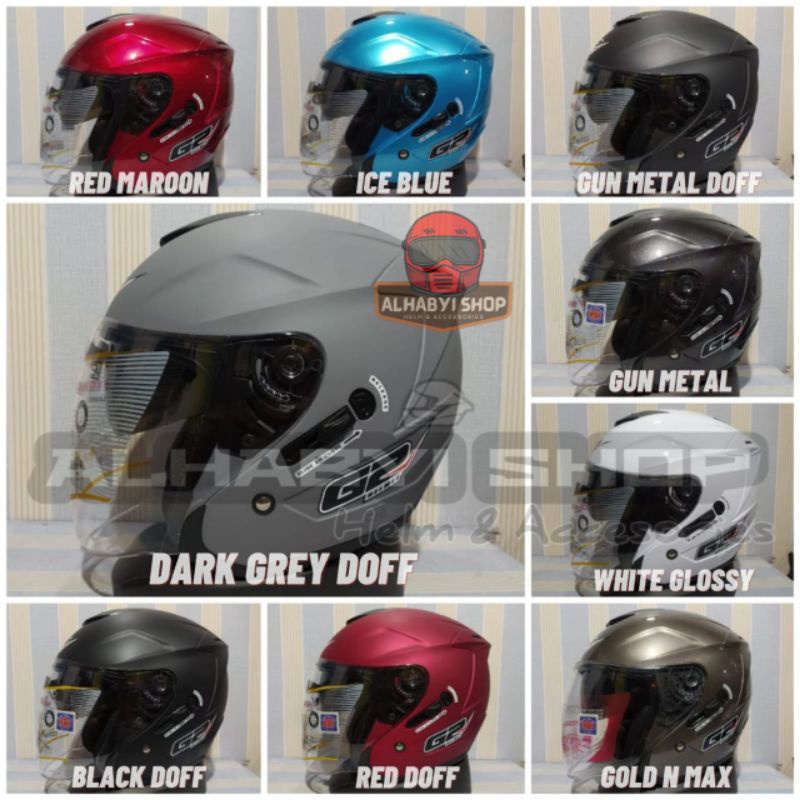 Jual HELM G2 OPTIMAX SOLID/POLOS | HALF FACE DOUBLE VISOR | HELM SNI ...
