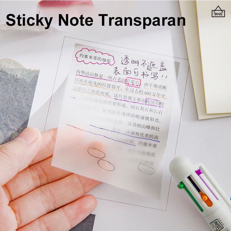 Jual Sticky Notes Transparan 50 lembar Tahan Air/ Plastik Dapat Ditulis ...