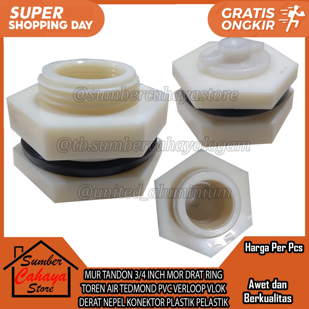 Jual MUR TANDON 3/4 INCH MOR DRAT RING TOREN AIR TEDMOND PVC VERLOOP ...