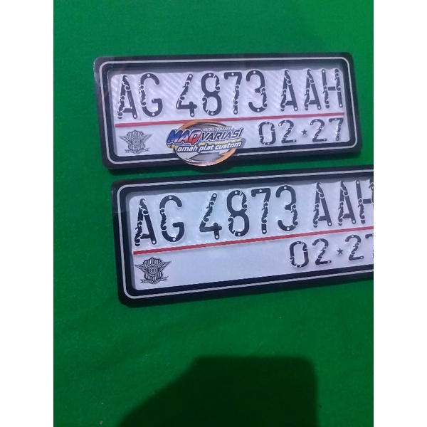 Jual PLAT ACRILIK CARBON PUTIH MOTIF BATIK,PLAT MOTOR, PLAT CUSTOM ...