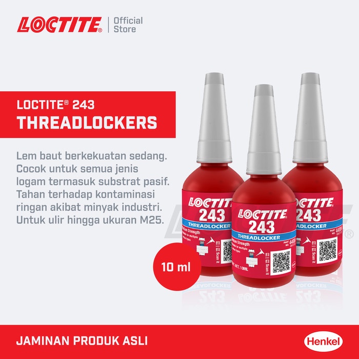 Jual HENKEL LOCTITE 243 THREADLOCKER LEM BAUT 10 ML | Shopee Indonesia