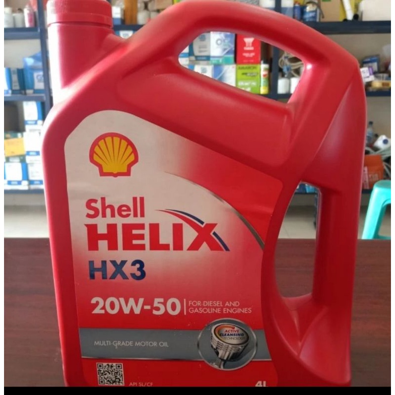 Jual oli shell helix hx3 sae 20w 50 api sl / cf 4 liter | Shopee Indonesia