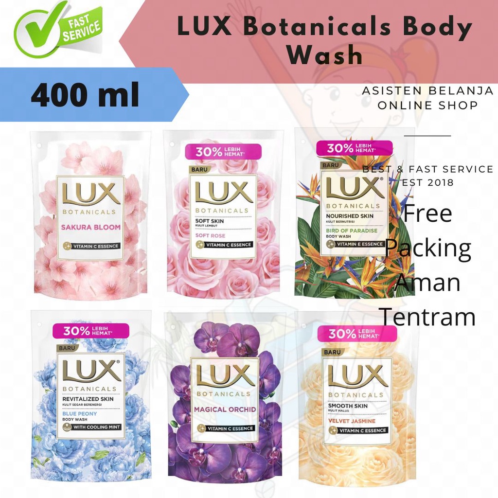 Jual LUX Botanicals Body Wash Magical Orchid Soft Rose Velvet Jasmine Blue Peony Sakura Bloom ...