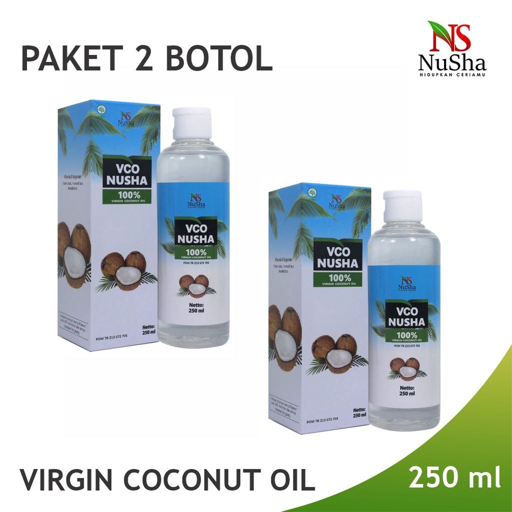 Jual Paket 2 Botol Minyak Kelapa Murni VCO NUSHA Kualitas GRADE A, 1 ...