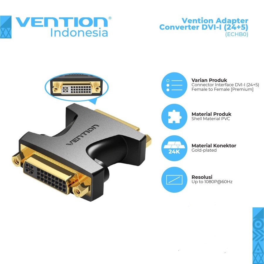 Jual Vention Adapter Converter DVI-D (24+1) to HDMI Bi-directional ...