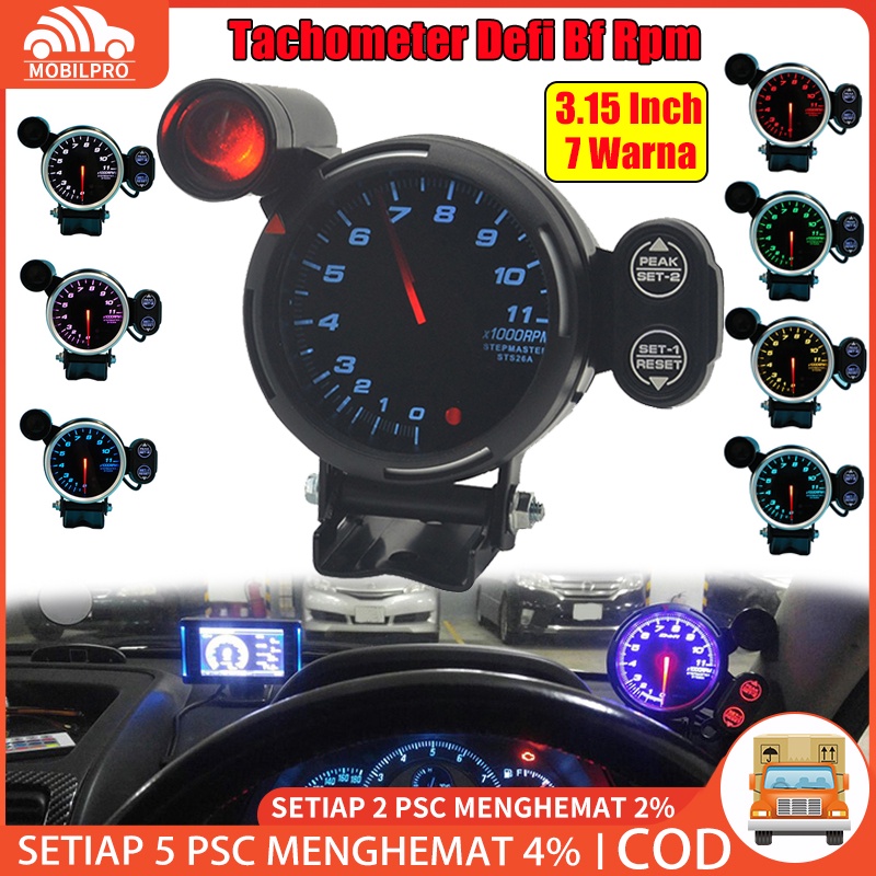Jual Tachometer Defi Bf Rpm 3.15 Inch 80mm 7 Warna Dengan Lampu ...