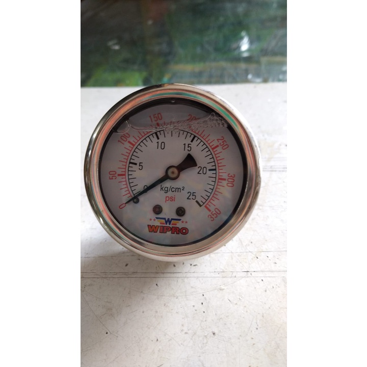 Jual manometer 25 kg 350 psi drat tengah payung bisa isi minyak Wipro ...