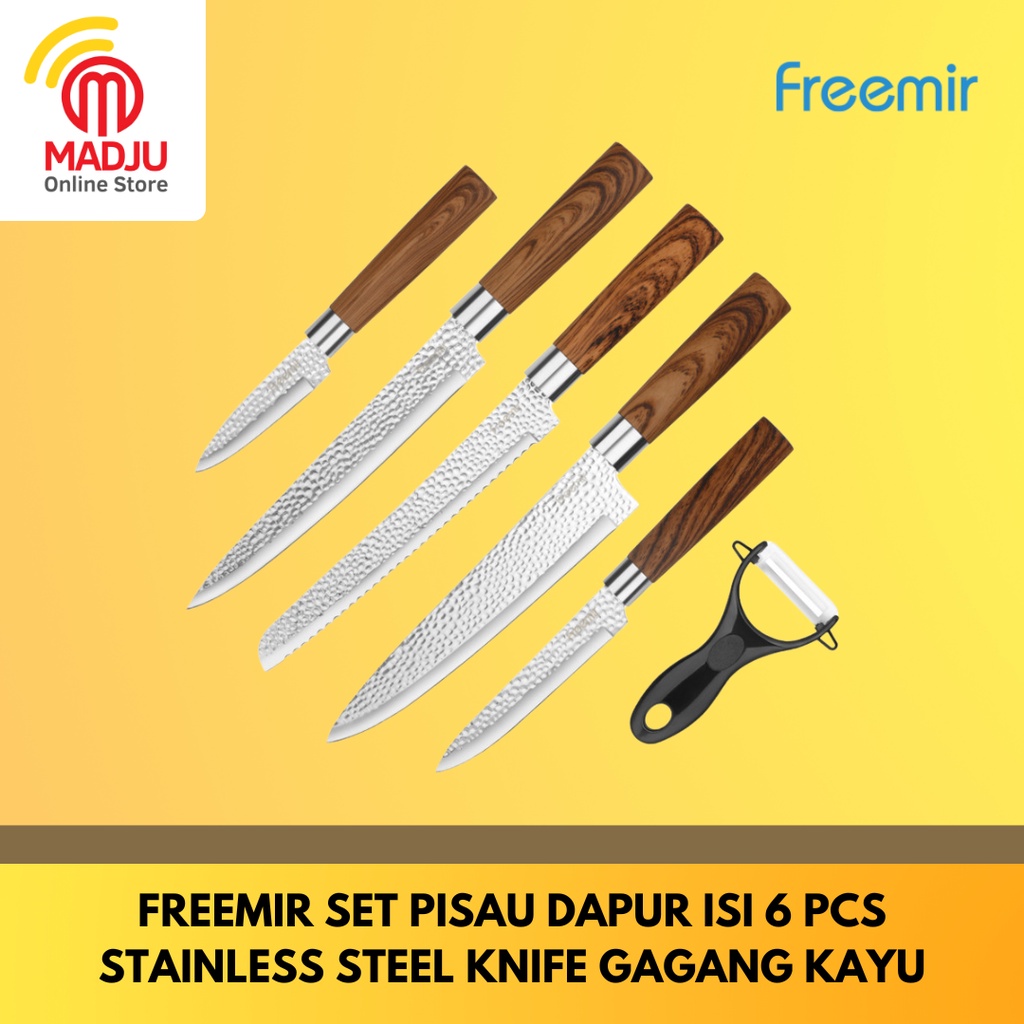 Jual freemir Set Pisau Dapur Isi 6 PCS Stainless Steel Knife Gagang ...
