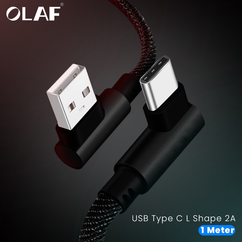Jual Kabel Charger USB Type C L Shape 2A 1 Meter - Black | Shopee Indonesia